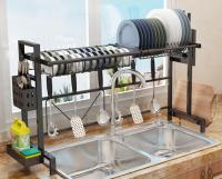 China Matt Black Adjustable Over Sink Dish Rack Stainless Steel Material 600x280x560mm Size for sale