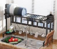 China Matt Black Adjustable Over Sink Dish Rack Stainless Steel Material 600x280x560mm Size for sale