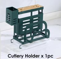 China 283x160x260mm Countertop Storage Rack , Kitchen Knives Holder Fireproof Green Coating for sale