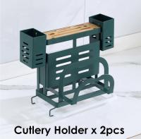 China 283x160x260mm Countertop Storage Rack , Kitchen Knives Holder Fireproof Green Coating for sale