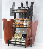 China 3 Layers Spice And Condiment Rack 37x20x59.5cm Size for Kitchen Matt Black for sale