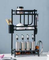 China 3 Layers Spice And Condiment Rack 37x20x59.5cm Size for Kitchen Matt Black for sale