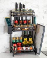 China 3 Layers Spice And Condiment Rack 37x20x59.5cm Size for Kitchen Matt Black for sale