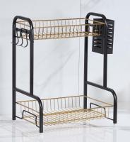 China ODM Spice Double Layer Kitchen Rack Black And Gold color 36.5x22x40cm Specification for sale