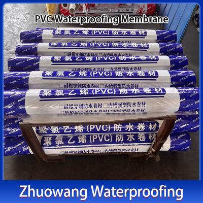 China PVC Waterproof Membrane 1.2mm-2.0mm Roll for Steel Roofs Flame Retardant 20m-50m for sale