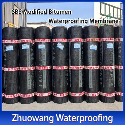 China Flame Heated SBS Modified Asphalt Waterproof Membrane 3mm 4mm for Flat Roof Leak Repair for sale
