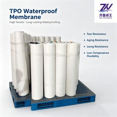 China Heat Weldable TPO Waterproofing Membrane with 20 Years Warranty and Class A Fire Resistance for sale
