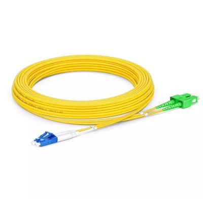 China SC APC To LC UPC SM 9/125 Fiber Optic Patch Cables Yellow LSZH Duplex 2.0mm Fiber Patch Cord for sale