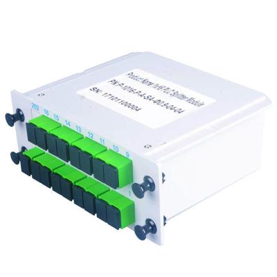 China FTTH LGX Fiber Optic Splitter 1x16 SC APC UPC ABS Cassette Plug In Type PLC Splitter for sale