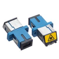China Optical Fiber Adapter Simplex SC APC 9 / 125μm With Full Flange Auto - Shutter Blue Plastic / metal for sale