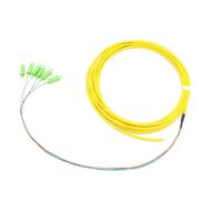 China SC APC Pre-terminated Breakout 0.9mm Optical Fiber Pigtail 6 Fibers OS2 G652D 5m PVC Yellow Patch Cable for sale