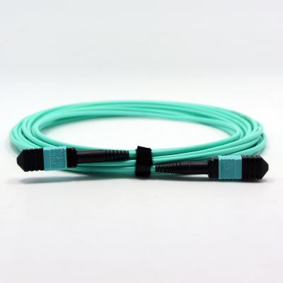 China 12F OM3 3.0mm MPO MPO Patch Cord PVC LSZH Aqua Senko Super Low Insertion Loss for sale