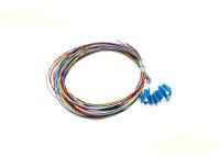 China Fiber Optic Pigtail 12F 12 Colors LC UPC Patch Cord 0.9mm OS2 G657A2 9/125 Durable Unjacketed Loose Buffer for sale