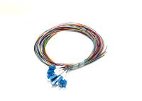China Fiber Optic Pigtail 12F 12 Colors LC UPC Patch Cord 0.9mm OS2 G657A2 9/125 Durable Unjacketed Loose Buffer for sale