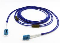 China OEM Armored Fiber Optic Patch Cord LC - LC SM Unitube Duplex 3.0mm Soft Helical Stainless Steel Tape PVC Blue jacket for sale