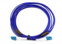 China OEM Armored Fiber Optic Patch Cord LC - LC SM Unitube Duplex 3.0mm Soft Helical Stainless Steel Tape PVC Blue jacket for sale
