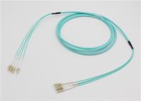 China OM3 Breakout patch cord 4F LC PC - LC PC OM3 50/125 fanout 2mm  10M LSZH Aqua Multi-Fiber Breakout Cable for sale