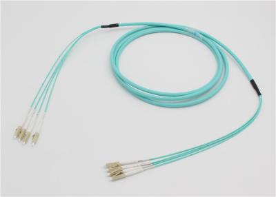 China OM3 Breakout patch cord 4F LC PC - LC PC OM3 50/125 fanout 2mm  10M LSZH Aqua Multi-Fiber Breakout Cable for sale