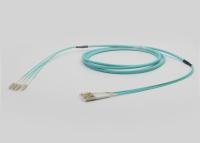 China OM3 Breakout patch cord 4F LC PC - LC PC OM3 50/125 fanout 2mm  10M LSZH Aqua Multi-Fiber Breakout Cable for sale