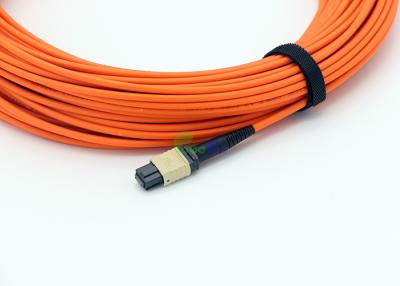 China MPO Trunk Cable 30M 12F 3.0mm OM2 MPO Female 50 / 125μm 200M LSZH Polarity B High Return Loss Orange Senko for sale
