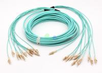 China IEC Grade C Breakout Fiber Optic Patch Cables , Aqua 12F LC - LC OM3 Fiber Patch Cables for sale