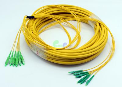 China 6F Fiber Optic Patch Cables LC APC - SC APC OS2 9 / 125 Breakout 2mm tails LSZH Yellow 20M Low loss 0.2dB for sale