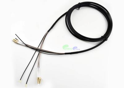 China Outdoor CPRI Fiber Patch Cable LC - LC  OM2 MM 50 / 125 Duplex 7mm 50m Black Anti - UV LSZH with armored Fanout tails for sale