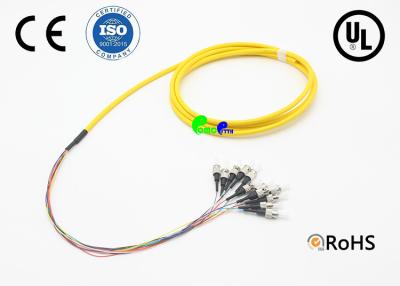 China 12F fanout Fiber Optic Pigtail ST SM G657A1 9 / 125 with Mini Breakout 900um Pigtail  3m LSZH Yellow OEM service for sale