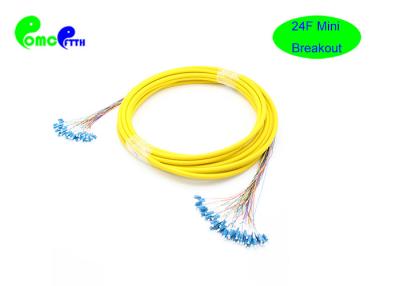 China 24F Pre-terminated Fiber Patch Cable LC UPC-LC UPC  0.9mm 9/125 Mini Breakout 900um Tight Buffered Tails for sale