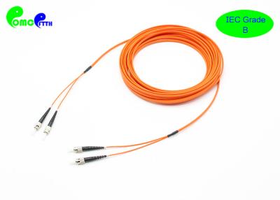 China OM1 ST / UPC - ST / UPC Duplex 62.5 / 125um 3.0mm Flat Fiber Patch Cord 3m Orange LSZH for sale