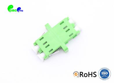 China Fiber Optic Adapter LC APC to LC APC Duplex With Flange Green Color Mating Sleeve for sale