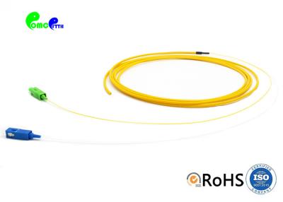 China 0.9mm Fiber Optic Pigtail SC APC + SC UPC OS2 G657A Bent insensitive fiber  9 / 125 Unit - tube 2F 3.0mm Round cable for sale