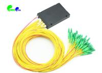 China Fiber Optic PLC Splitter 2x32 Splice Pigtailed ABS Module 2.0mm LC / APC Singlemode for sale