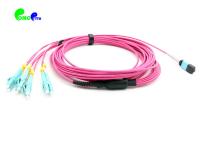 China OM4 10M 8F MPO Trunk Cable MPO female To 4x LC Duplex Patch Cable Fanout 2.0mm LSZH for sale