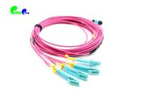China OM4 10M 8F MPO Trunk Cable MPO female To 4x LC Duplex Patch Cable Fanout 2.0mm LSZH for sale