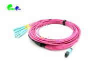 China OM4 10M 8F MPO Trunk Cable MPO female To 4x LC Duplex Patch Cable Fanout 2.0mm LSZH for sale