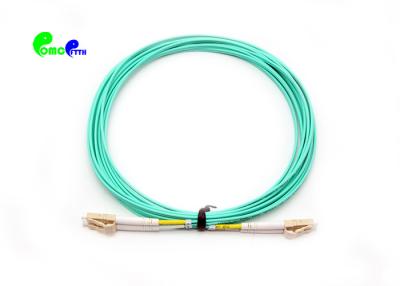 China LC to LC 10G Fiber Patch Cord OM3 Multimode 2.0mm Zipcord Duplex OFNP Aqua for 10G application data center for sale
