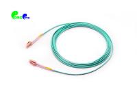 China LC to LC 10G Fiber Patch Cord OM3 Multimode 2.0mm Zipcord Duplex OFNP Aqua for 10G application data center for sale