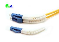 China Flexiable Angle Boot 2.0mm Duplex 9 / 125μm LC UPC - SC UPC Fiber Optic Patch Cable Jacket OFNR Yellow Color for sale
