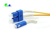 China Flexiable Angle Boot 2.0mm Duplex 9 / 125μm LC UPC - SC UPC Fiber Optic Patch Cable Jacket OFNR Yellow Color for sale