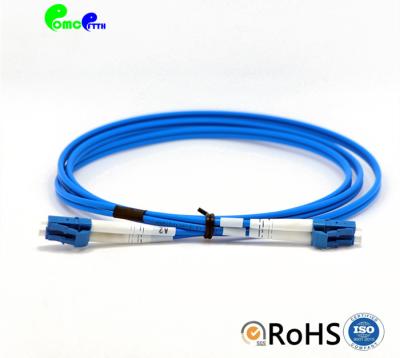 China Armored Fiber Optic Patch Cables LC UPC - LC UPC Zipcord SM Duplex 3.0 LSZH Blue FIber Patch Cord Jumper for sale