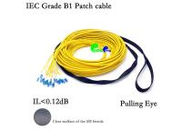 China Pre Terminated Fiber Optic Patch Cables 24F SM 9 / 125 LC - LC With Pulling Eye / Pulling Hook for sale