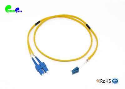 China LC UPC To SC UPC 2.0mm Single Mode Fiber Optic Patch Cable Duplex Jumper Patch Cord Yellow LSZH for sale