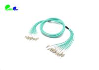 China 24F OM3 Fiber Optic Patch Cables LC UPC- LC UPC 50 / 125 Aqua LSZH Fiber Jumper with Straight breakout 2.0mm tail for sale