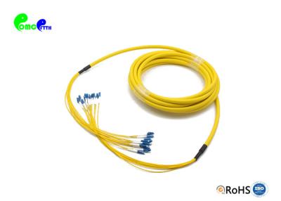 China 12F breakout  2.0mm LC UPC to LC UPC Fiber Optic Patch Cable  SM 9 /125 Yellow LSZH for Vertical wiring between floors for sale