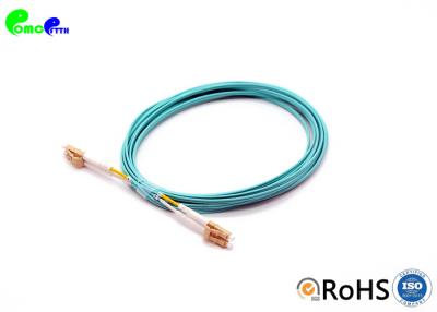 China OM4 Fiber Patch Cable LC - LC  50 / 125μm 2.0mm Zipcord Duplex  2m LSZH Aqua Blue for sale