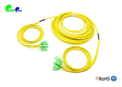 China 16 Cores Fiber Optic Patch Cord SC APC to SC APC SM Breakout 2.0mm LSZH Yellow Jacket for sale