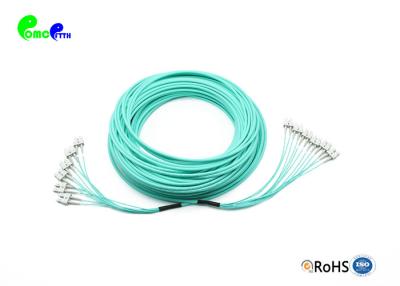 China 50/125μM Fibre Optic Breakout Patch Cord  SC UPC duplex to SC UPC   duplex OM3 12F 2.0mm Aqua Jacket for sale