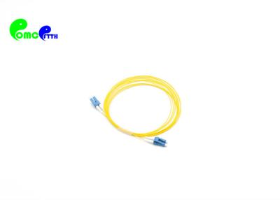 China LC UPC 0.9mm 9 / 125μm Duplex Fiber Optic Patch Cord 3 Meter G657A2 OFNR Yellow Cable for sale
