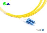 China LC UPC 0.9mm 9 / 125μm Duplex Fiber Optic Patch Cord 3 Meter G657A2 OFNR Yellow Cable for sale